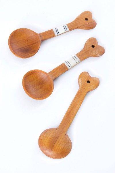 Set Of Three Wild Olive Wood Spoons With Heart Handles | (+254) 720548999