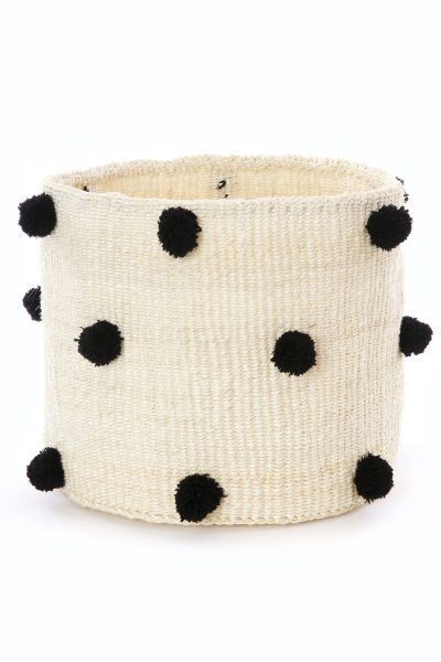 Natural Sisal Bin With Black Pom Poms | (+254) 724572514