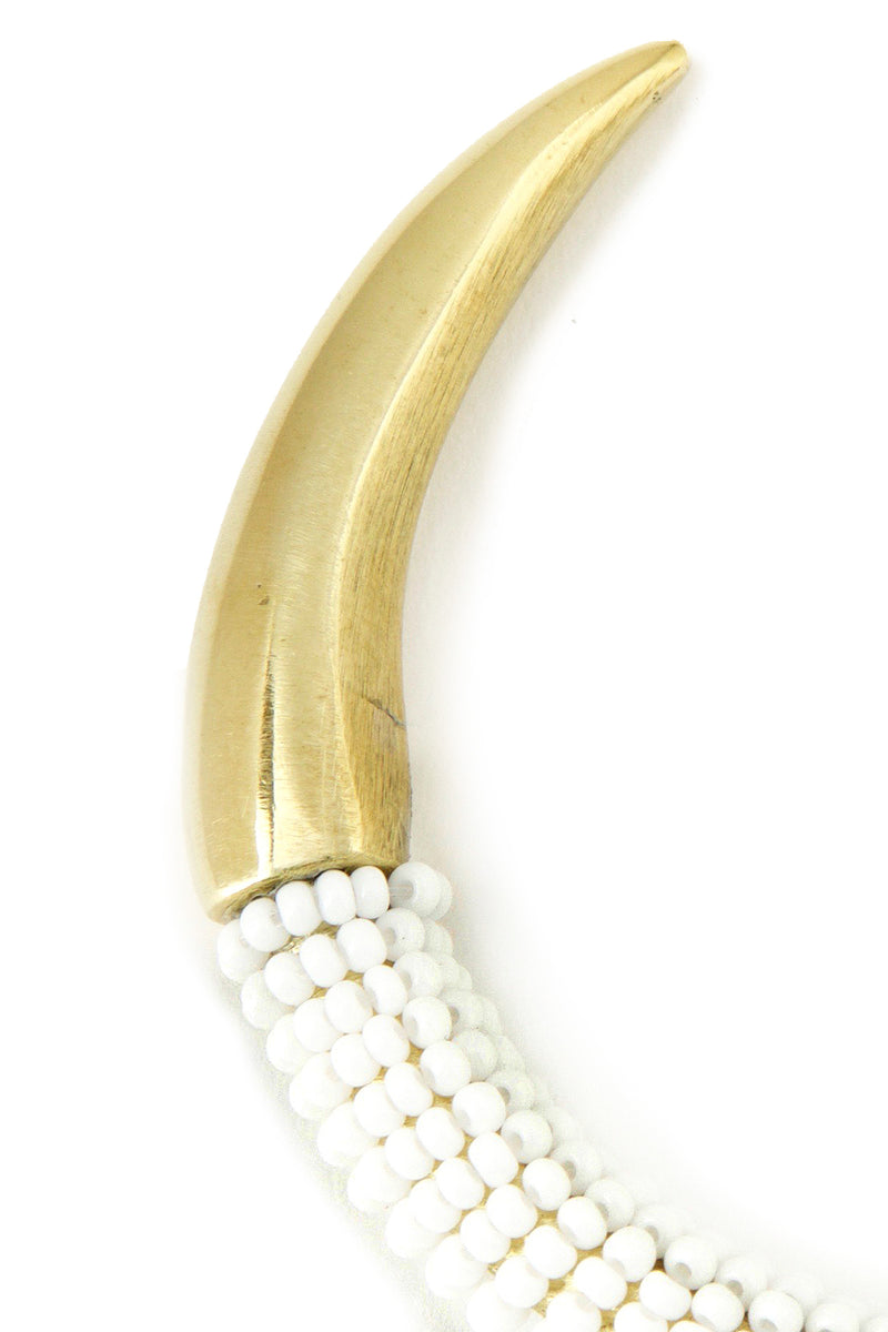 Brass Talon Bracelet With White Beads | (+254) 724572514